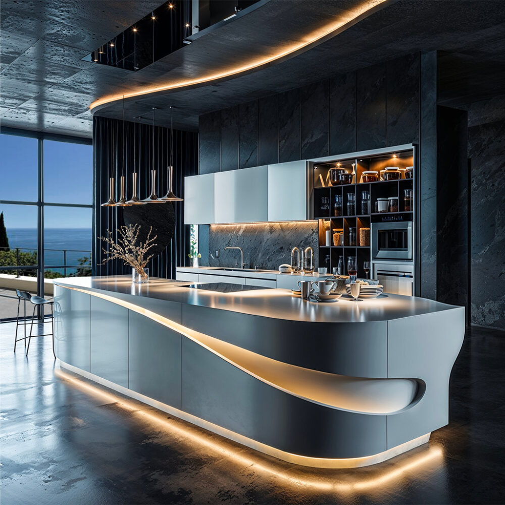 Cuisine Design d'Architecte d'Intérieur en Corian avec LED - Gallery ...